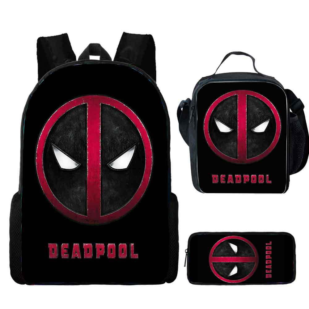 BrioBunch 3PC Dead--poo Black Backpack 15 Inch Mesh Padded Bag ...