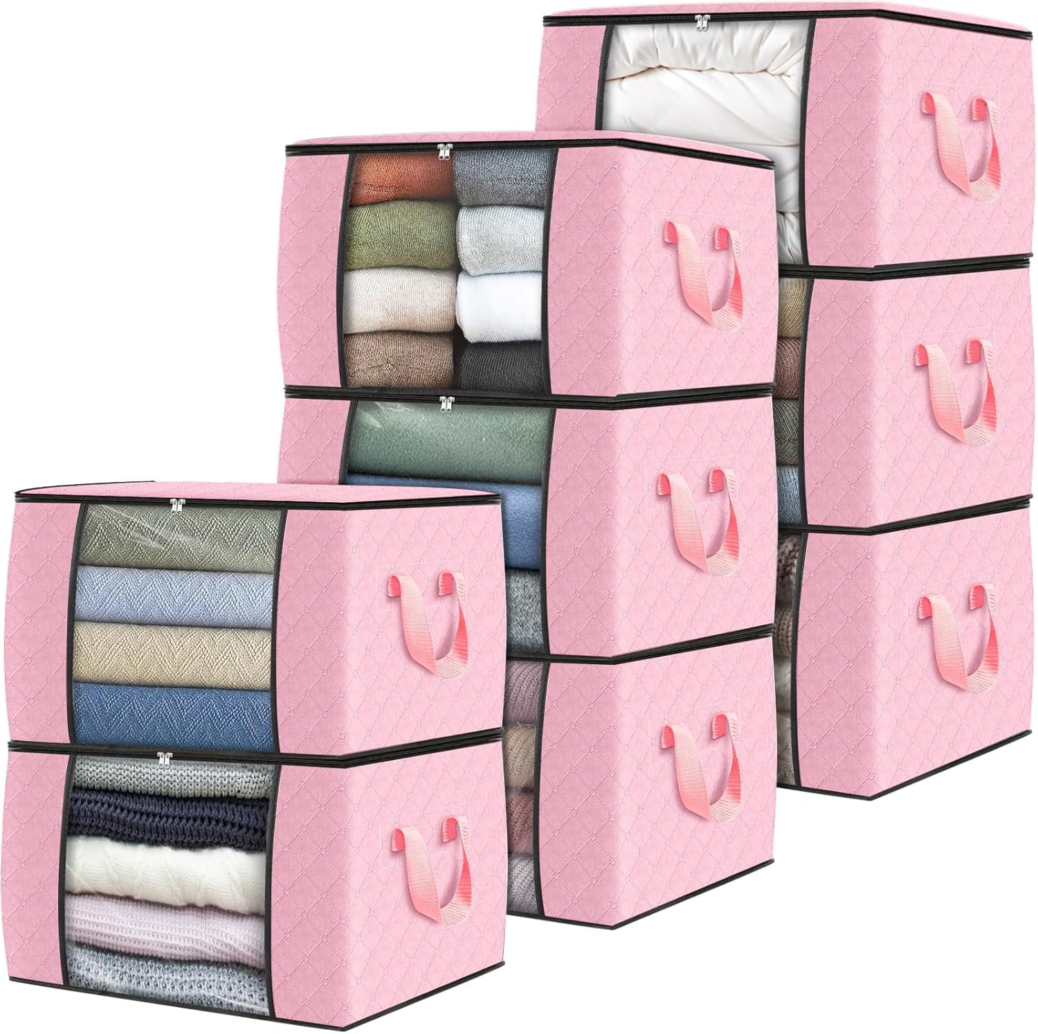 BrioBunch 60L 8 Pack Clothes Storage, Foldable Thick Fabric Blanket ...