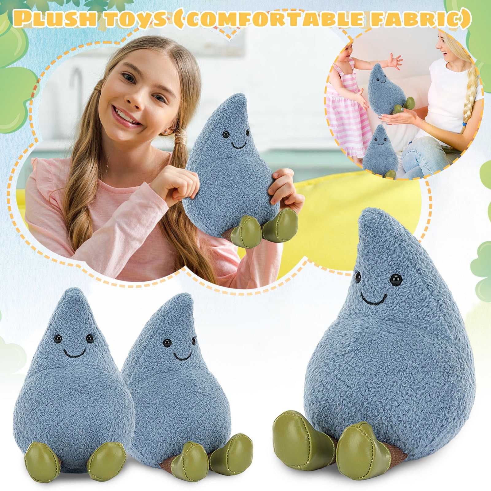 BrioBunch Jellycat Amuseables Happy Raindrop Plush Toys, 5" Uniquely Shaped Happy Raindrop ...