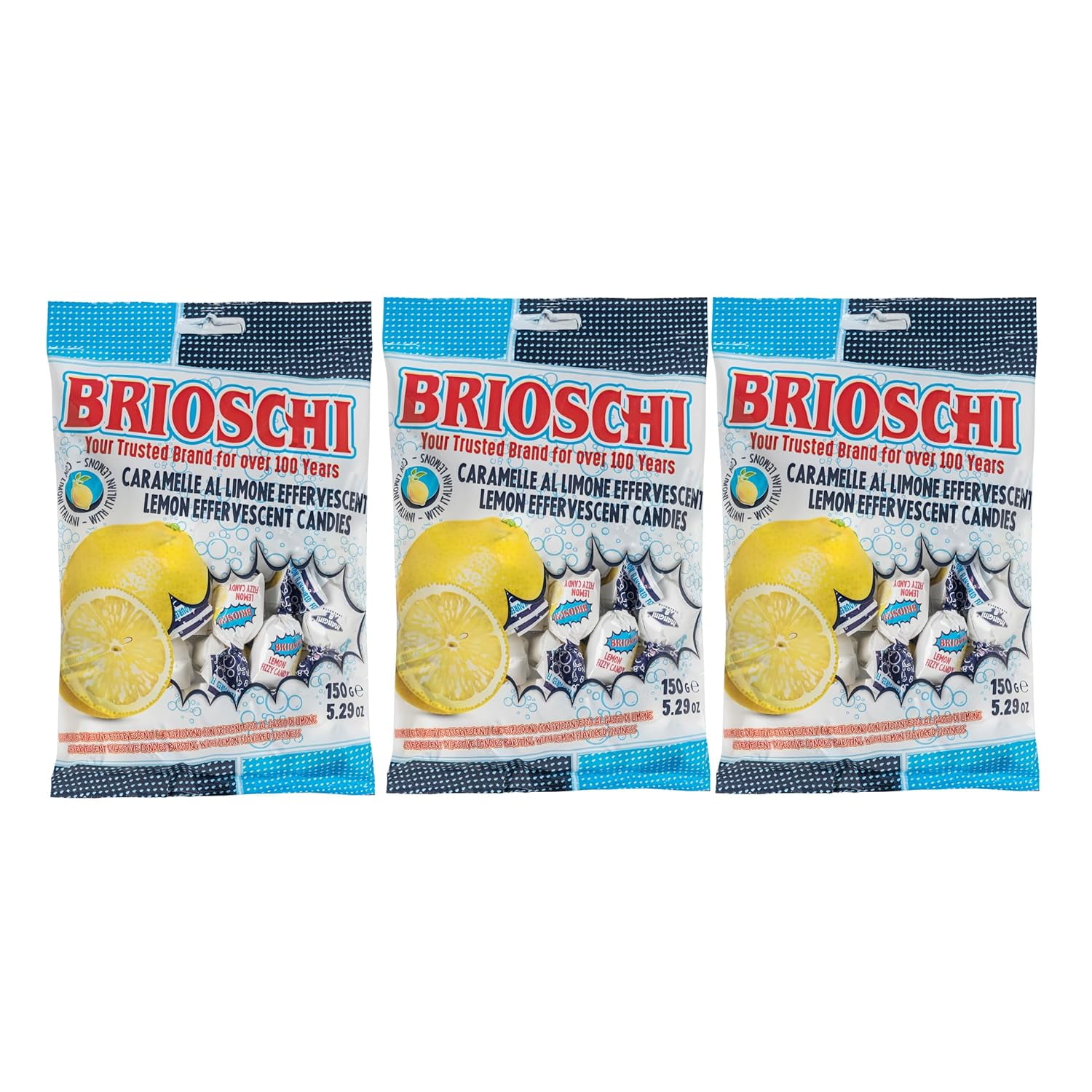 Brioschi Lemon Flavored Effervescent Fizzy Digestive Italian Candies, 5 ...