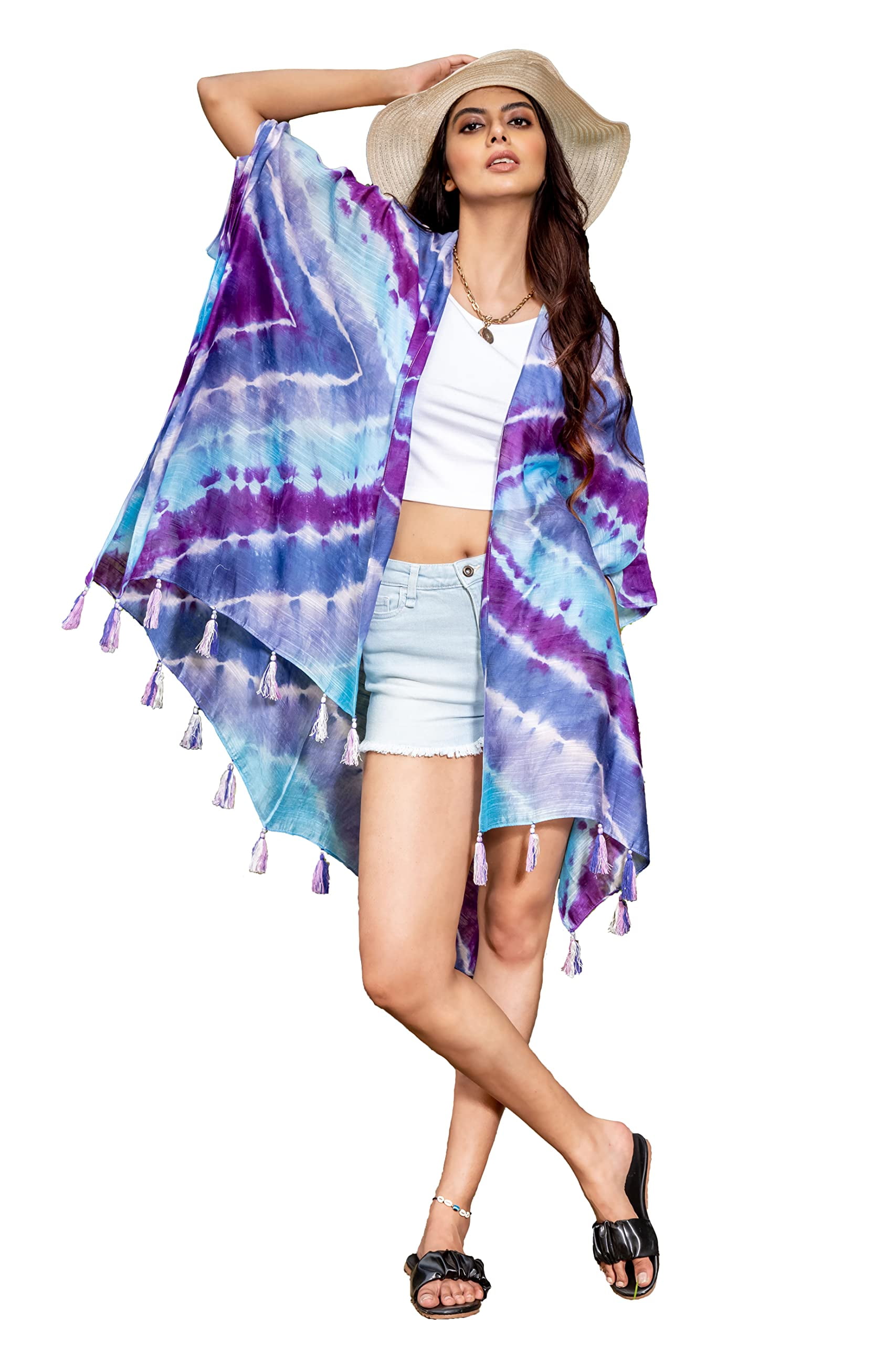 Brisas Hand Painted Purple/Blue Beach Cover Up for Women Used as ...