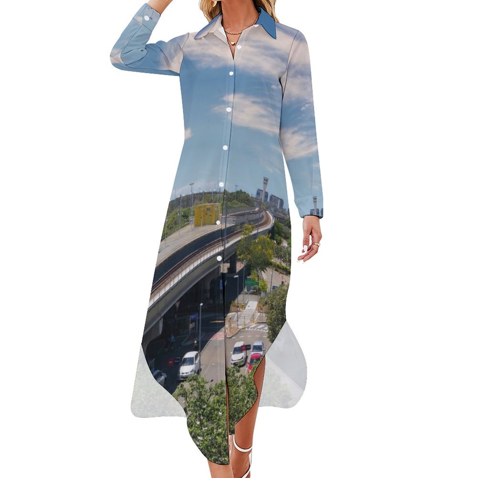 Brisbane Airport Tracks Long Sleeved Shirt Dress evening dress ladies ...
