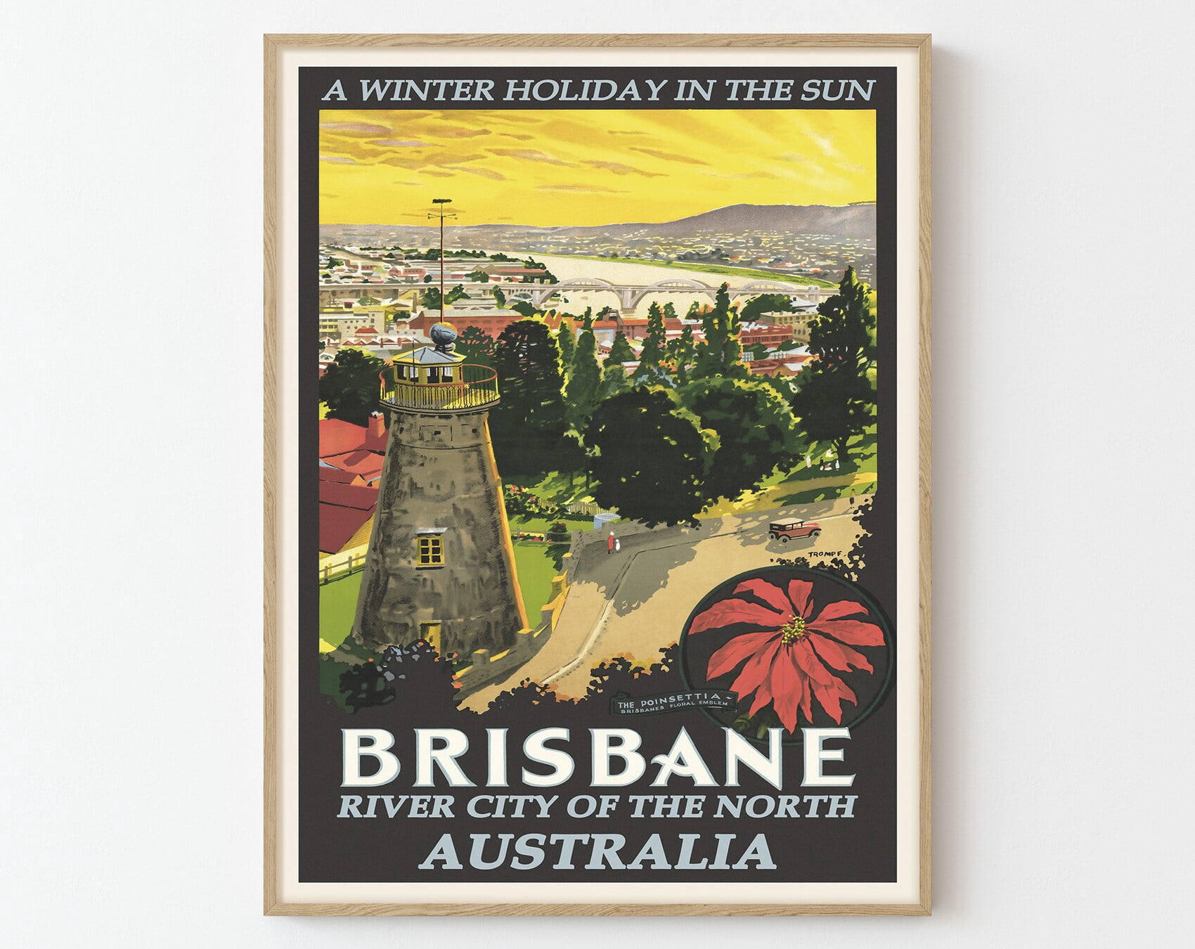 Brisbane Australia Vintage Travel Poster Art Print | Home Decor Wall ...