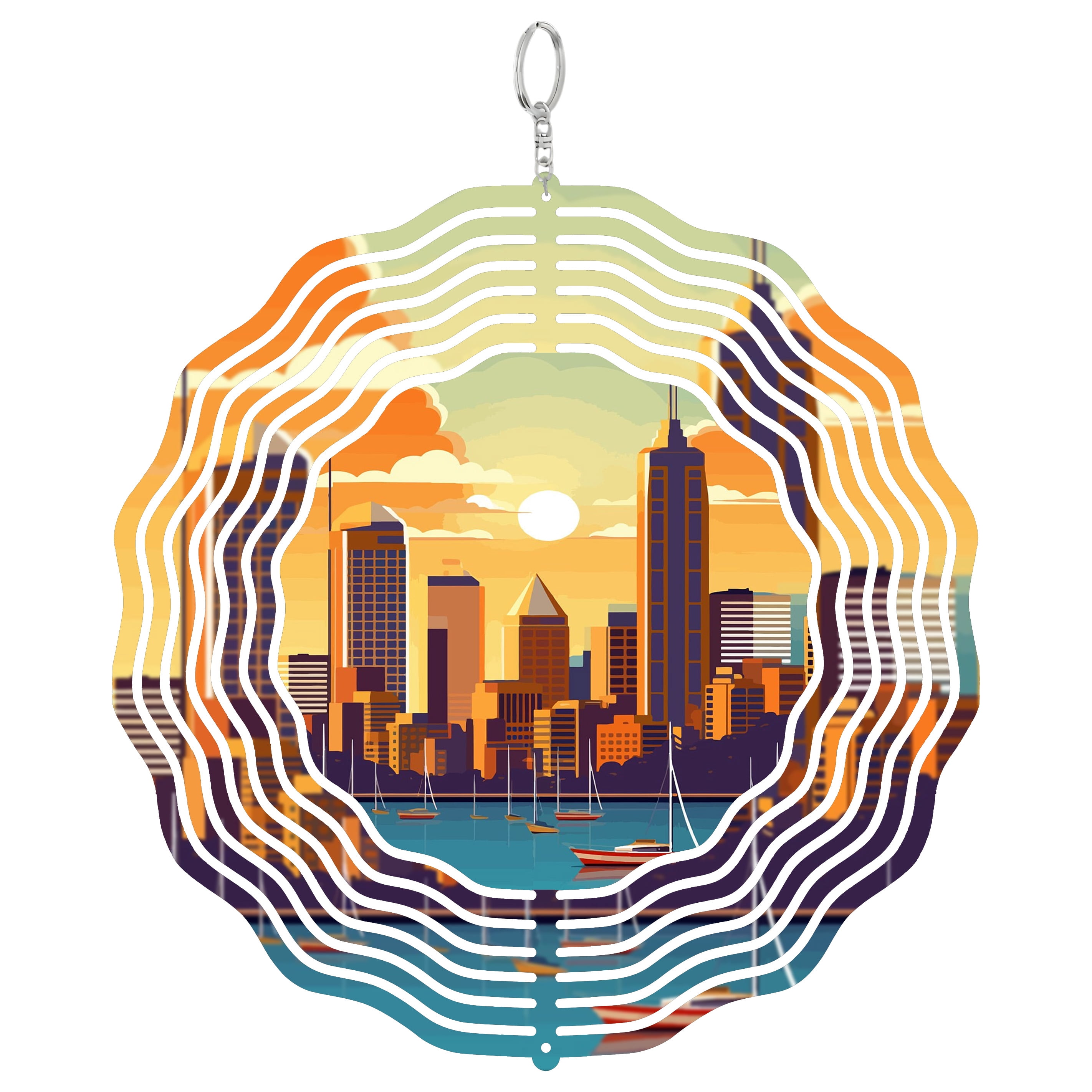 Brisbane City 3D Wind Spinner Stainless Steel Kinetic Yard Art Garden ...