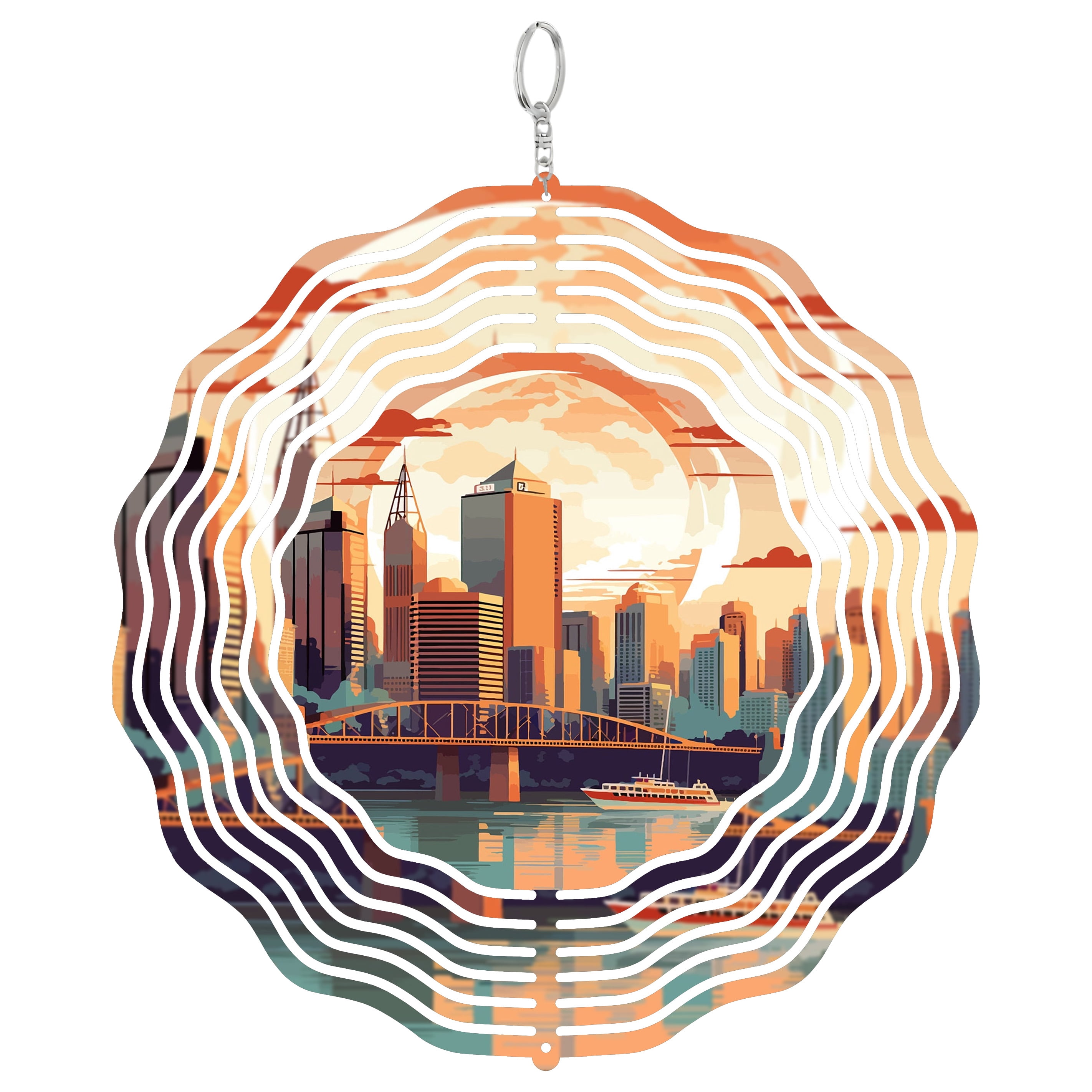 Brisbane Skyline 3D Wind Spinner Kinetic Stainless Steel Garden Art ...