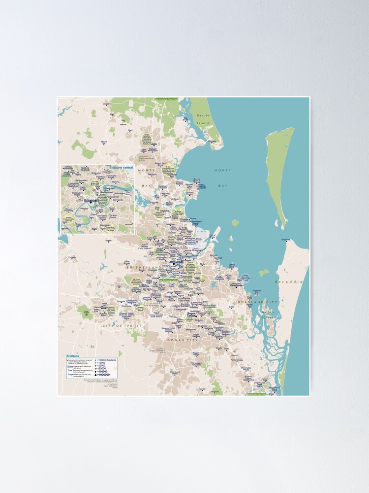 Brisbane Slang Map Poster - Walmart.com