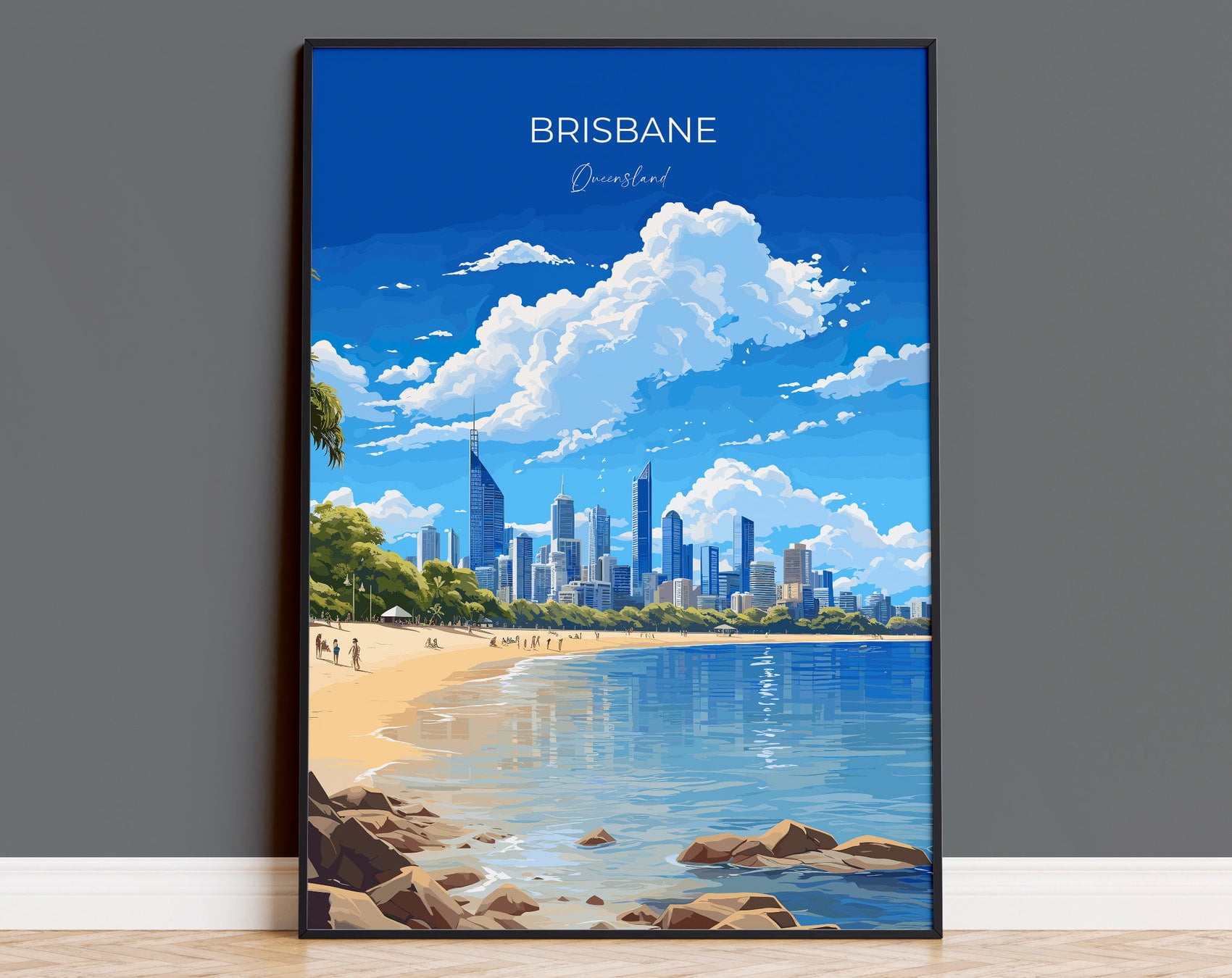Brisbane Travel Poster, Travel Print of Brisbane , Queensland Art ...