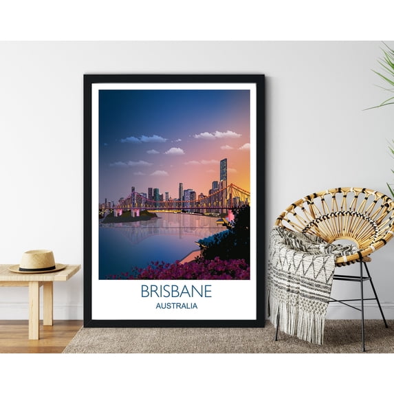 Brisbane Travel Print Travel Poster Of Brisbane City Of Brisbane ...