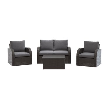 Amazonia Malta 4-Piece Conversation Set with Brown Cushions - Walmart.com