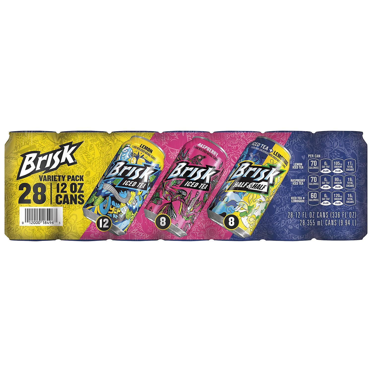 Brisk Iced Tea Variety Pack, Lemon, Raspberry, Half & Half (12 Ounce ...
