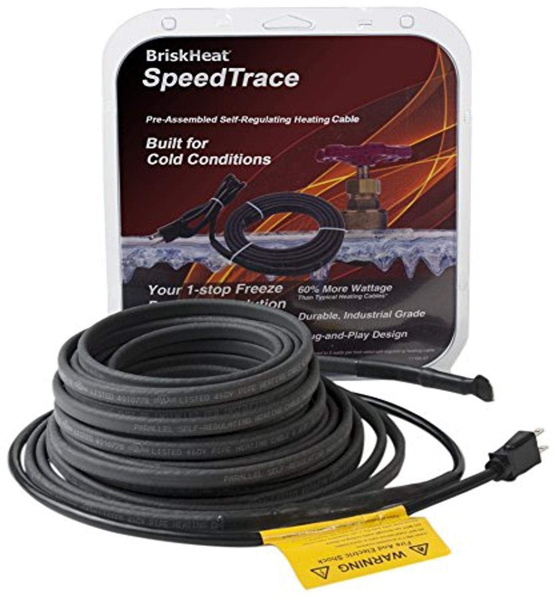 BriskHeat FFSL Speedtrace Extreme Heating Cable, 8 Watts/ft, 120V, 12ft ...