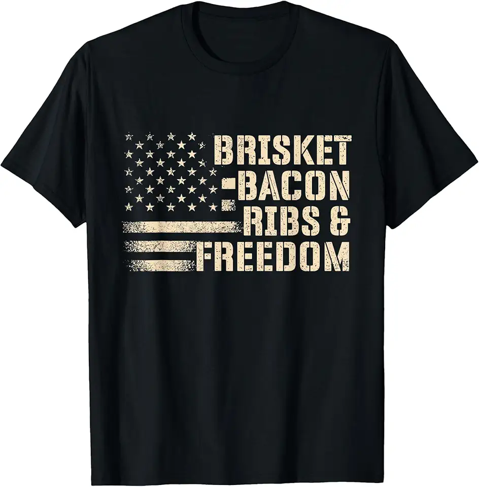 Brisket Bacon Ribs Freedom Flag Graphic for Men Women BBQ Lover Short ...