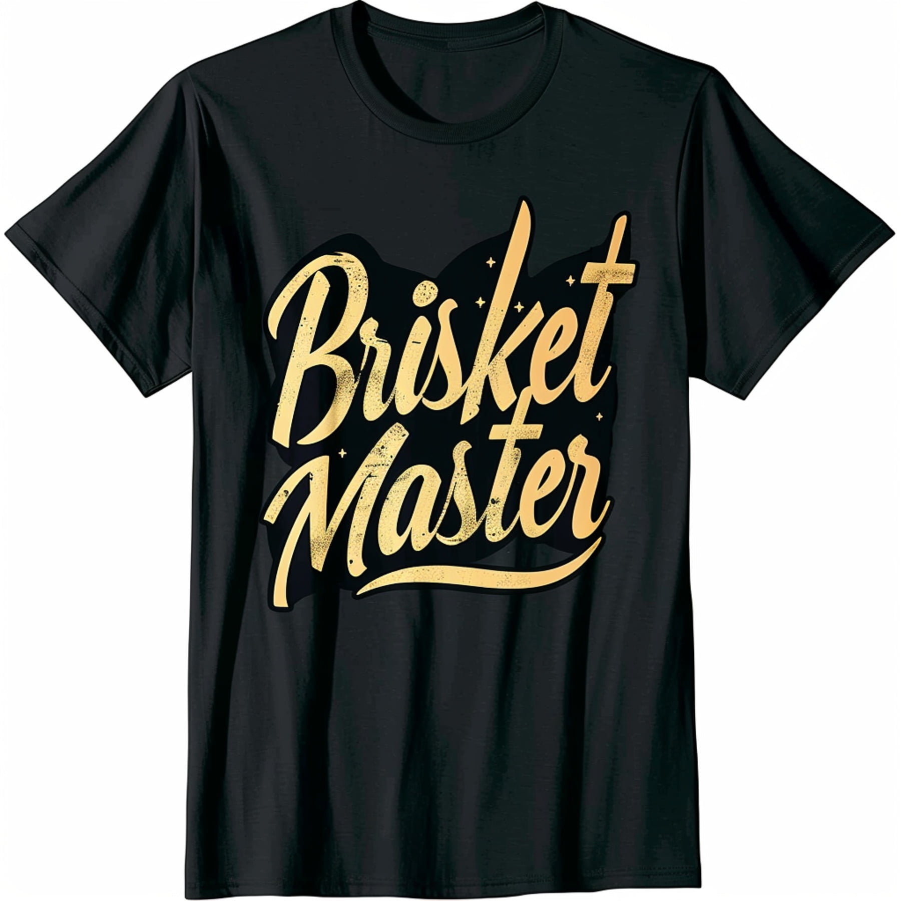 Brisket Master Cursive Gold Text Black T Shirt BBQ Pitmaster Tee Men's ...