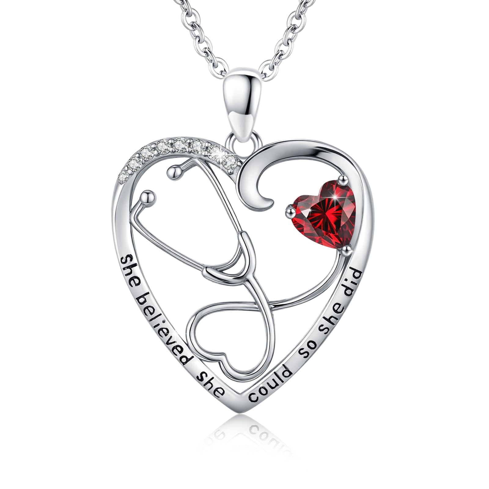 Brisskaari Stethoscope Necklace for Women 925 Sterling Silver ...