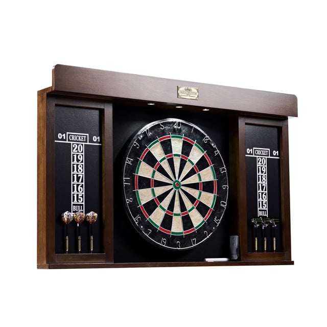 Bristle Dartboard Cabinet Set, LED Lights, Official Size Dart Board, by ...