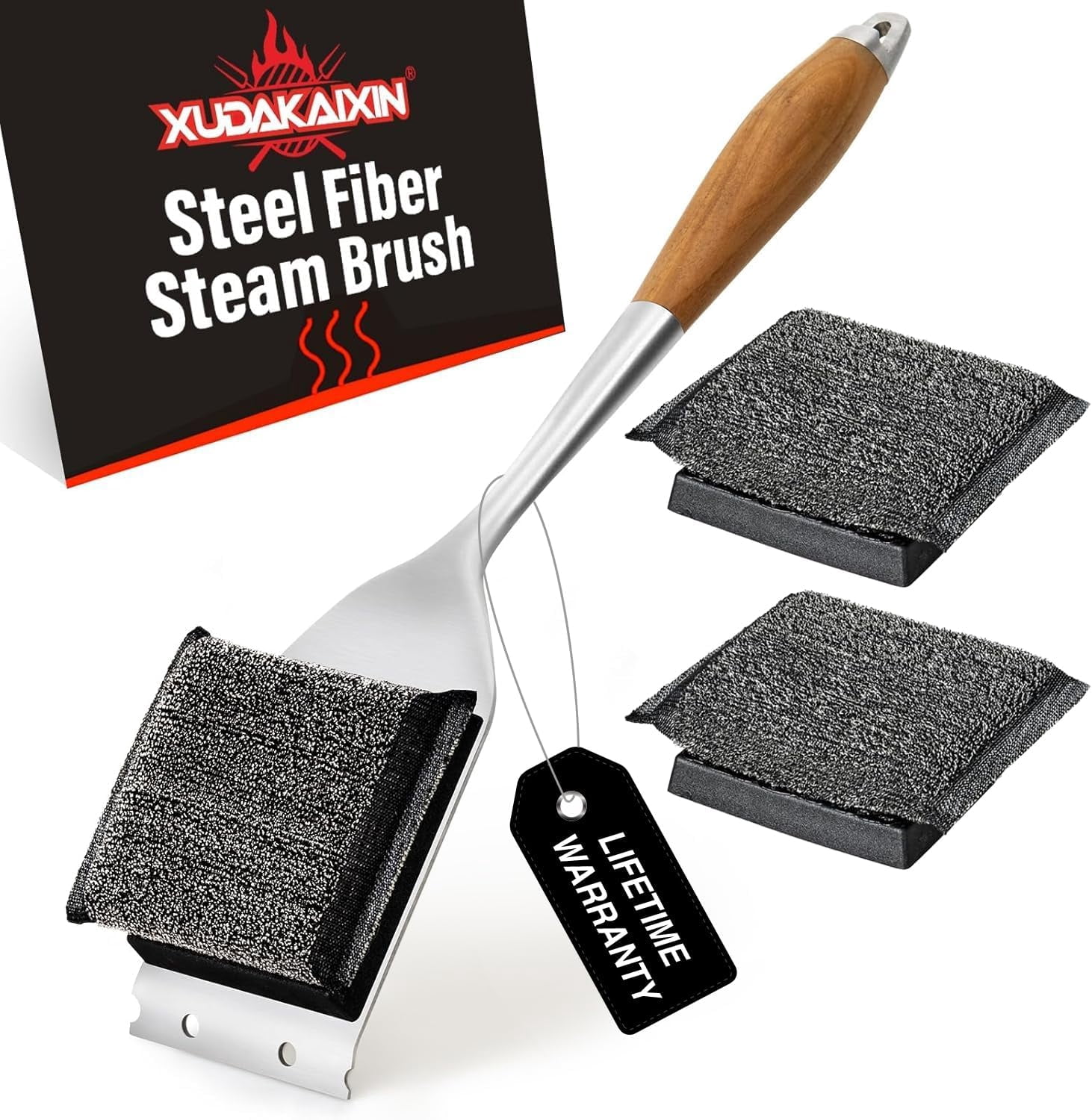 Bristle-Free Steam Grill Brush – No Bristle Shedding, with Replacement ...