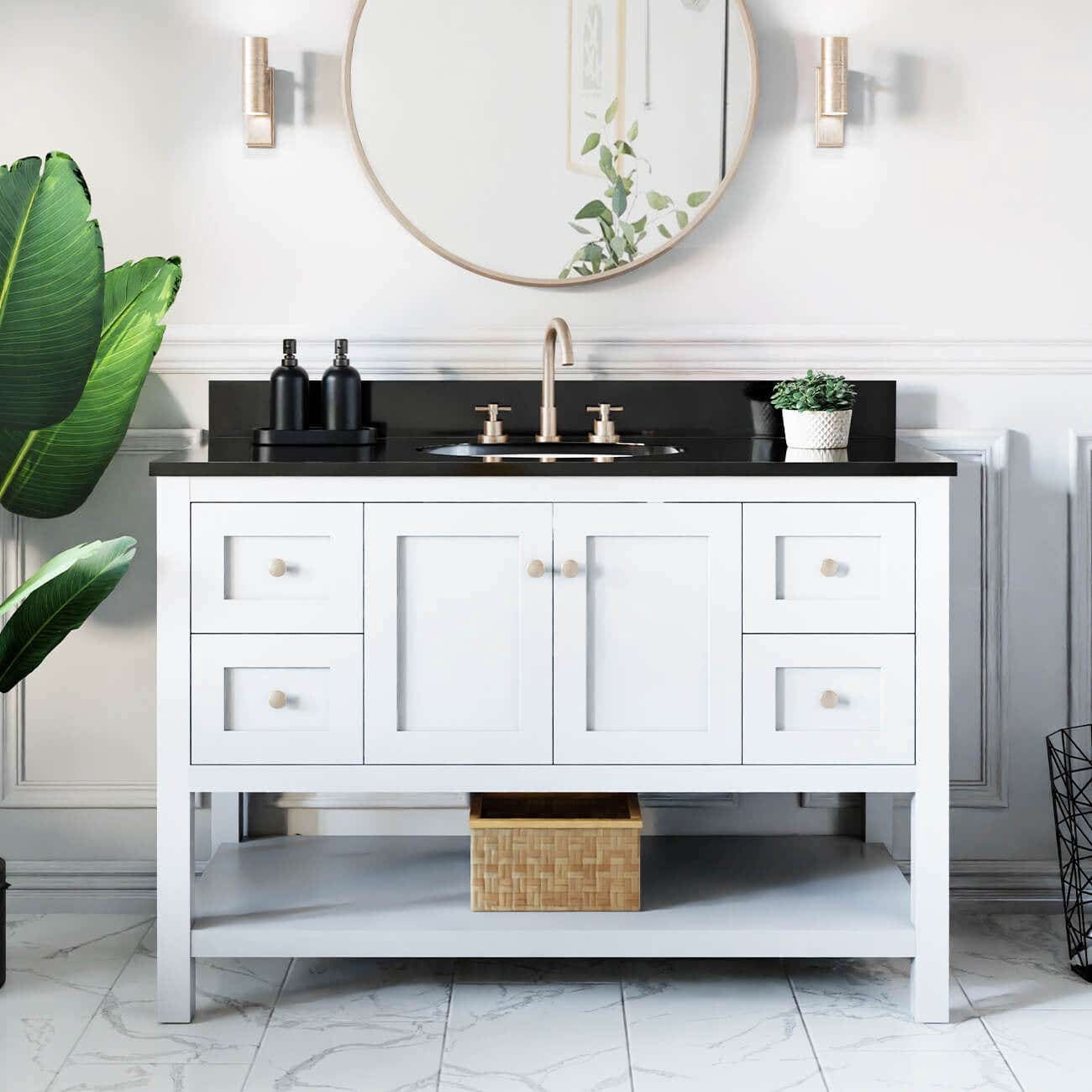 Bristol 48 Inch Modern Console Vanity with Oval Undermount Sink - White ...