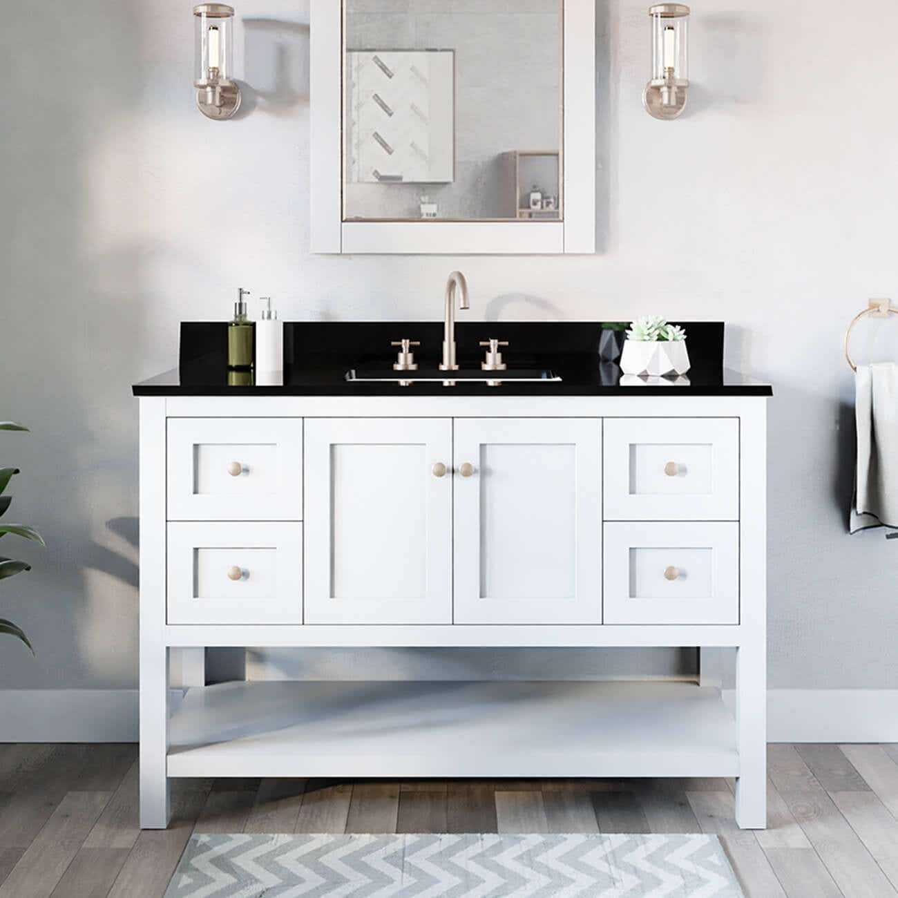 Bristol 48 Inch Modern Console Vanity with Rectangular Undermount Sink ...