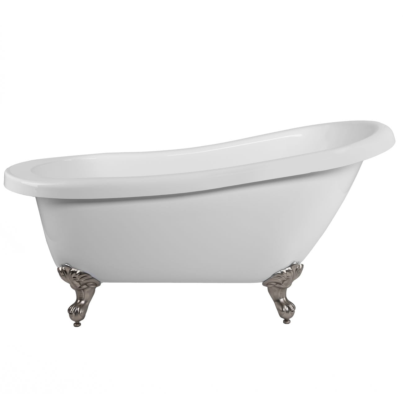 Bristol 67 Inch Acrylic Slipper Clawfoot Tub - Rim Faucet Drillings ...