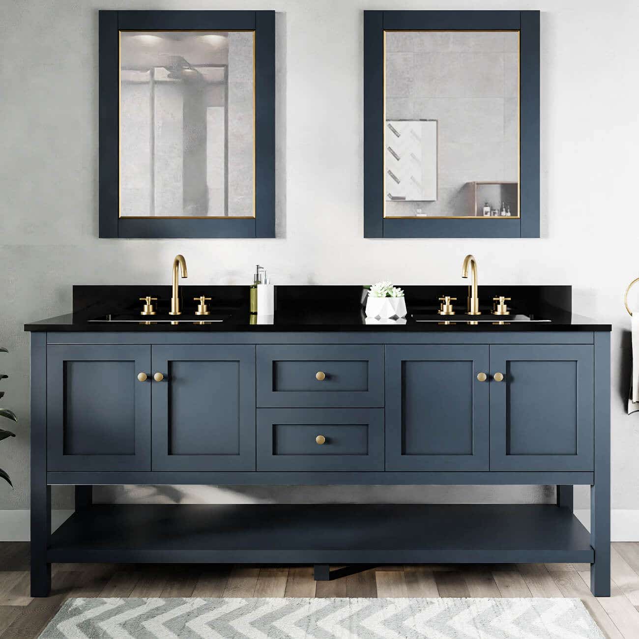 Bristol 72 Inch Modern Console Vanity with Rectangular Undermount Sinks ...