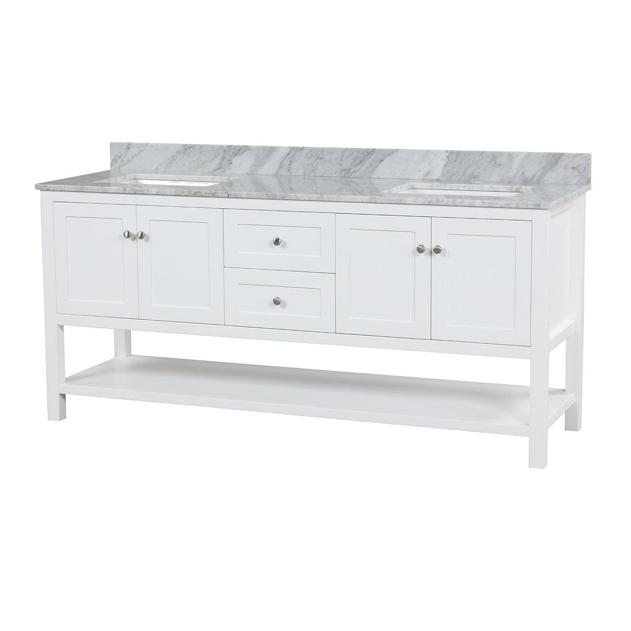 Bristol 72 Inch Modern Console Vanity with Rectangular Undermount Sinks ...