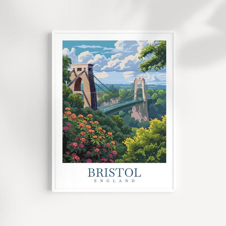 Bristol City Travel Print - England, Wall Hanging, Home Decor, Bristol ...