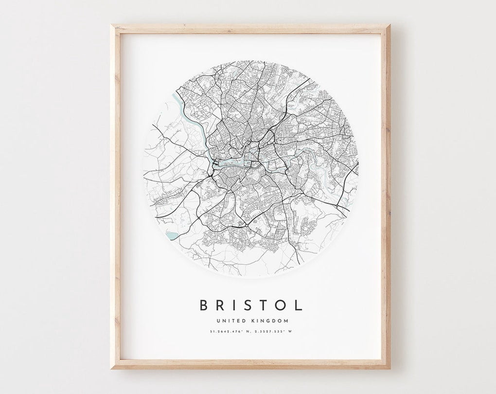 Bristol Map Print, Bristol Map Poster City Wall Art, Bristol Road Map ...