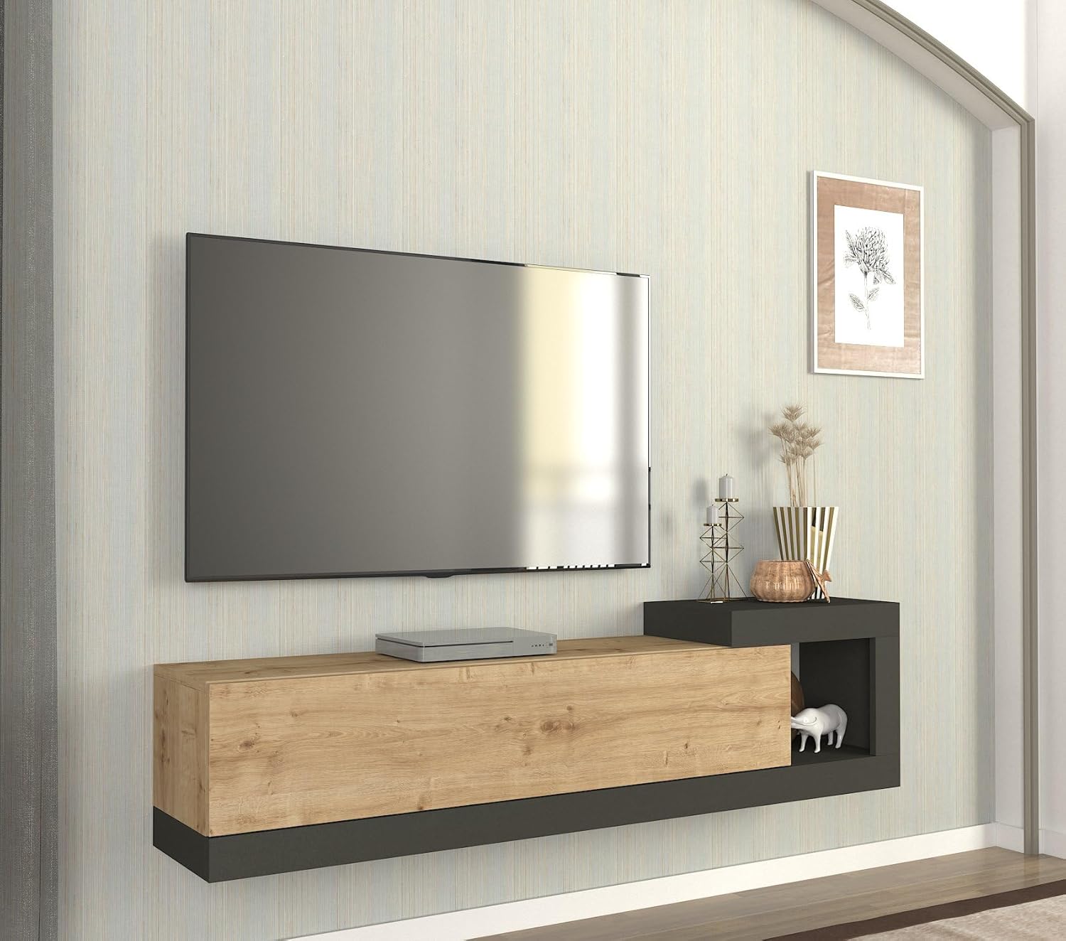 Bristol Tv Stand Saphire - Anthracite Floating Tv Unit for TVs up to 65 ...
