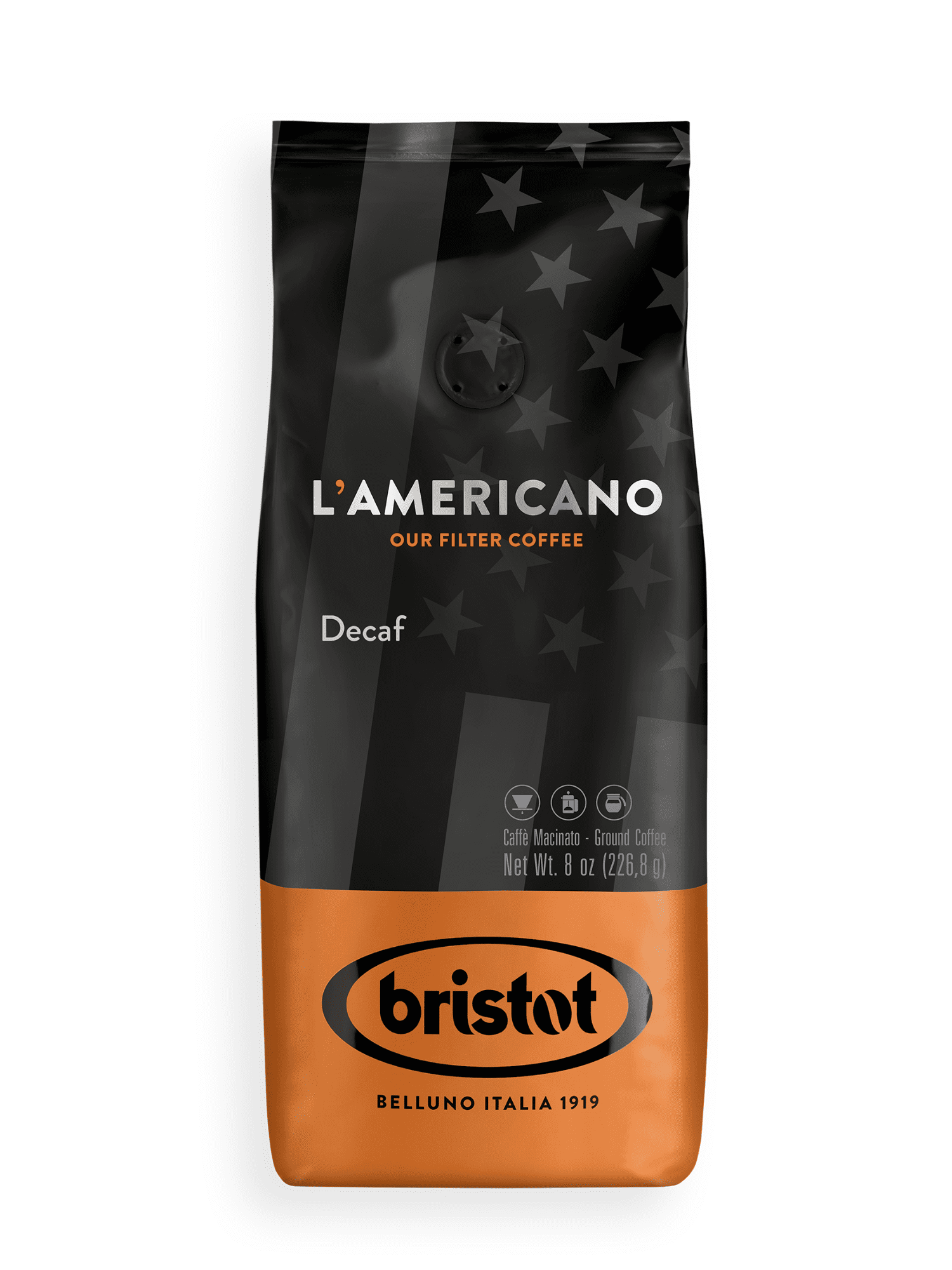 Bristot Decaffeinated Ground Filter Coffee, Medium Roast, 8oz, Pour ...