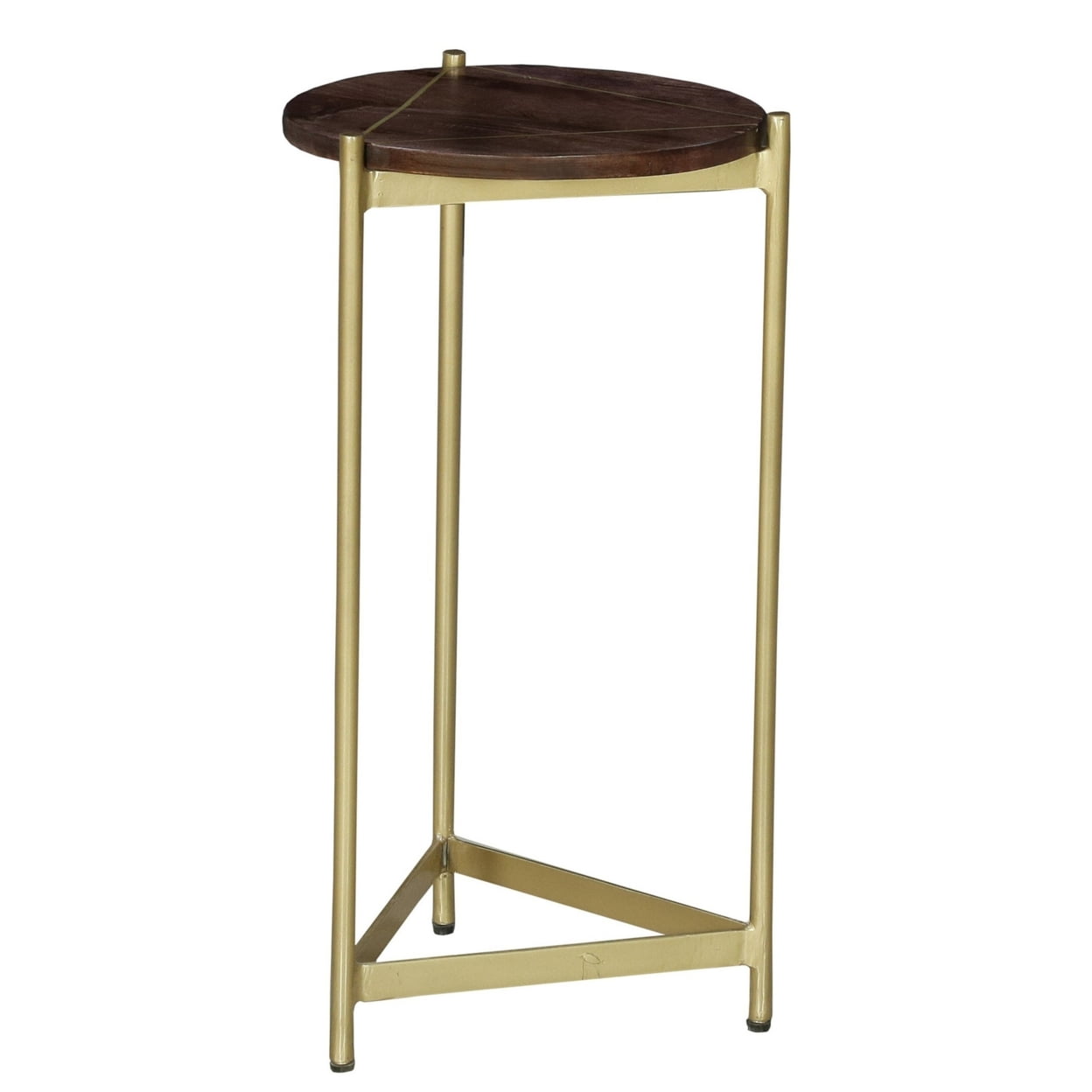 Brita 12 Inch Side End Table Round Mango Wood Top Triangular Iron Base ...