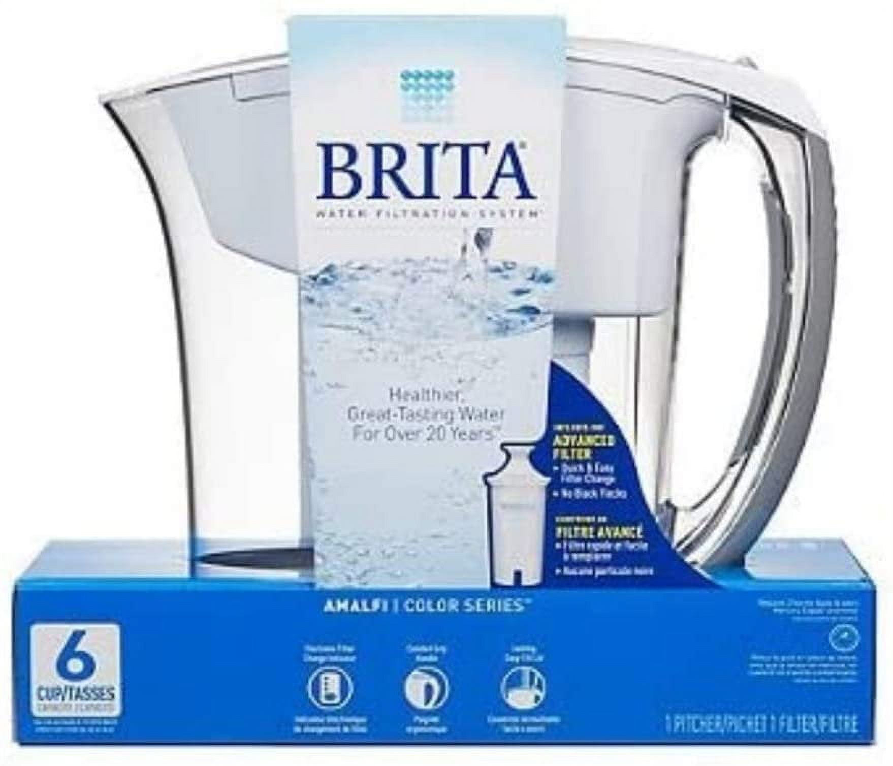 Brita 6-Cup Amalfi Pitcher up to 40 gallons of water White - Walmart.com