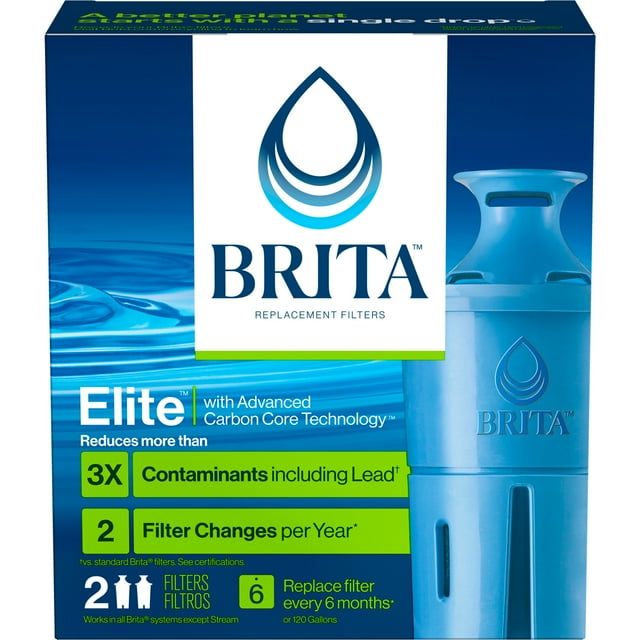Brita Elite Long-Lasting Water Filter Replacement, Reduces Lead - 2 ...