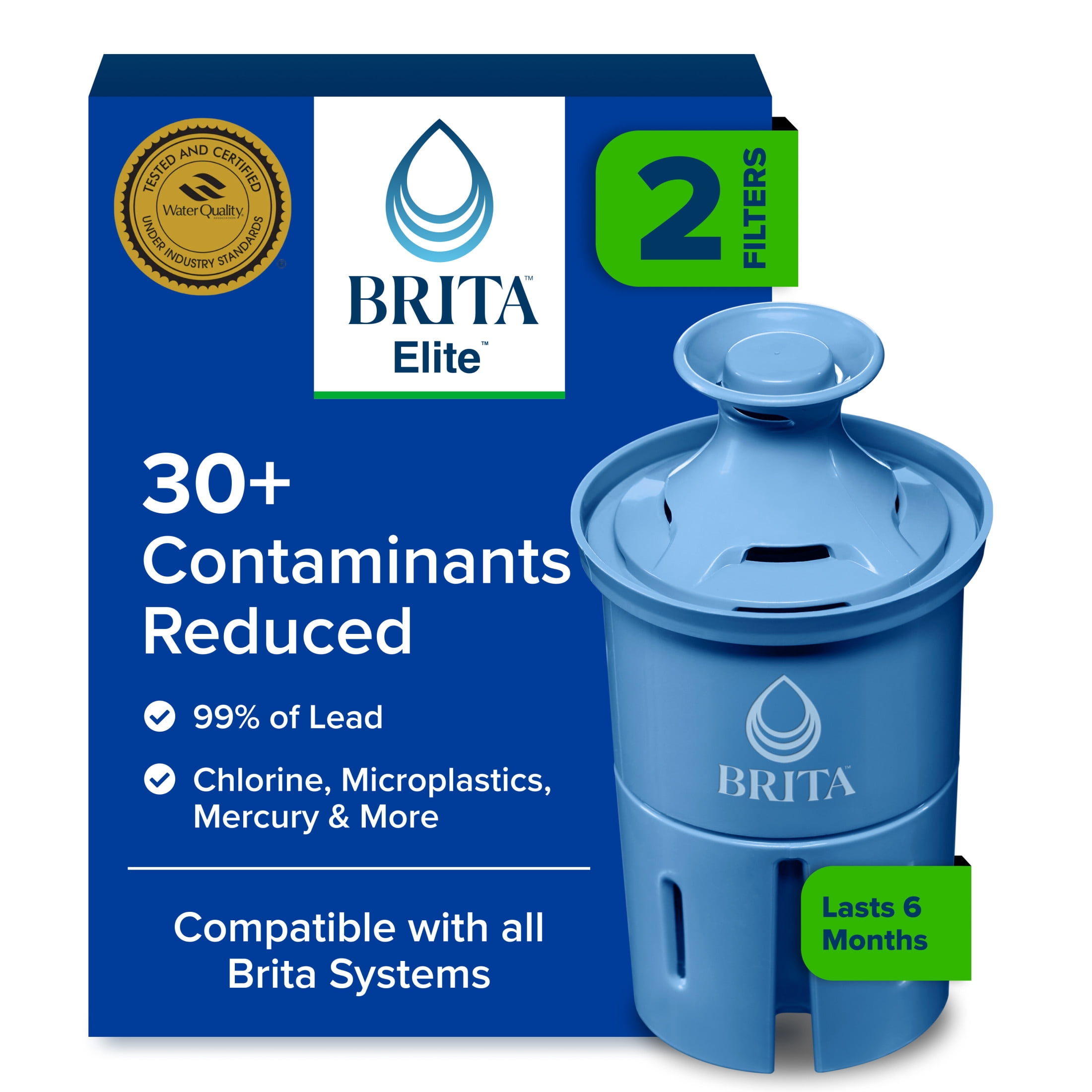 Brita Elite Long-Lasting Water Filter Replacement, Reduces Lead - 2 ...