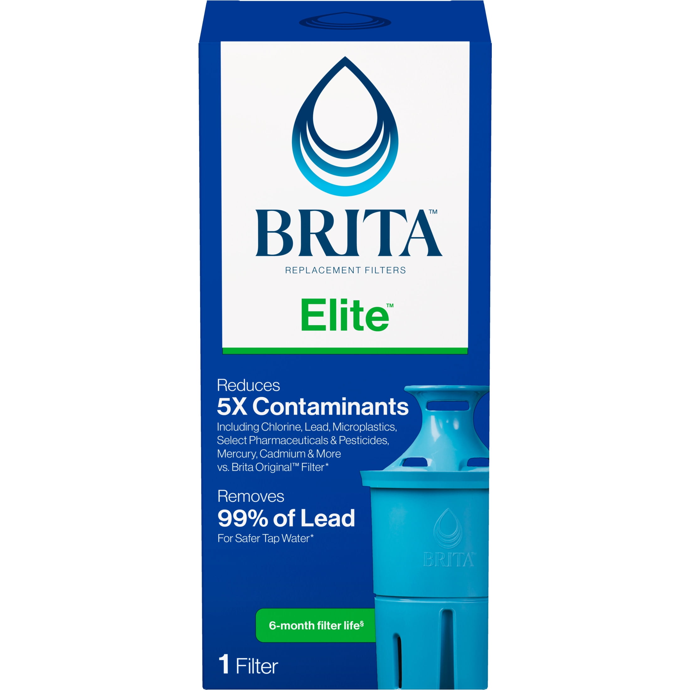 Brita Elite Longlast Water Filter Replacement, Reduces Lead, 3x More ...