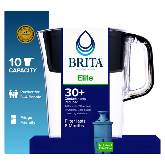 Brita 27 Cup Extra Large Plastic Water Filtration Dispenser, Black, BPA ...