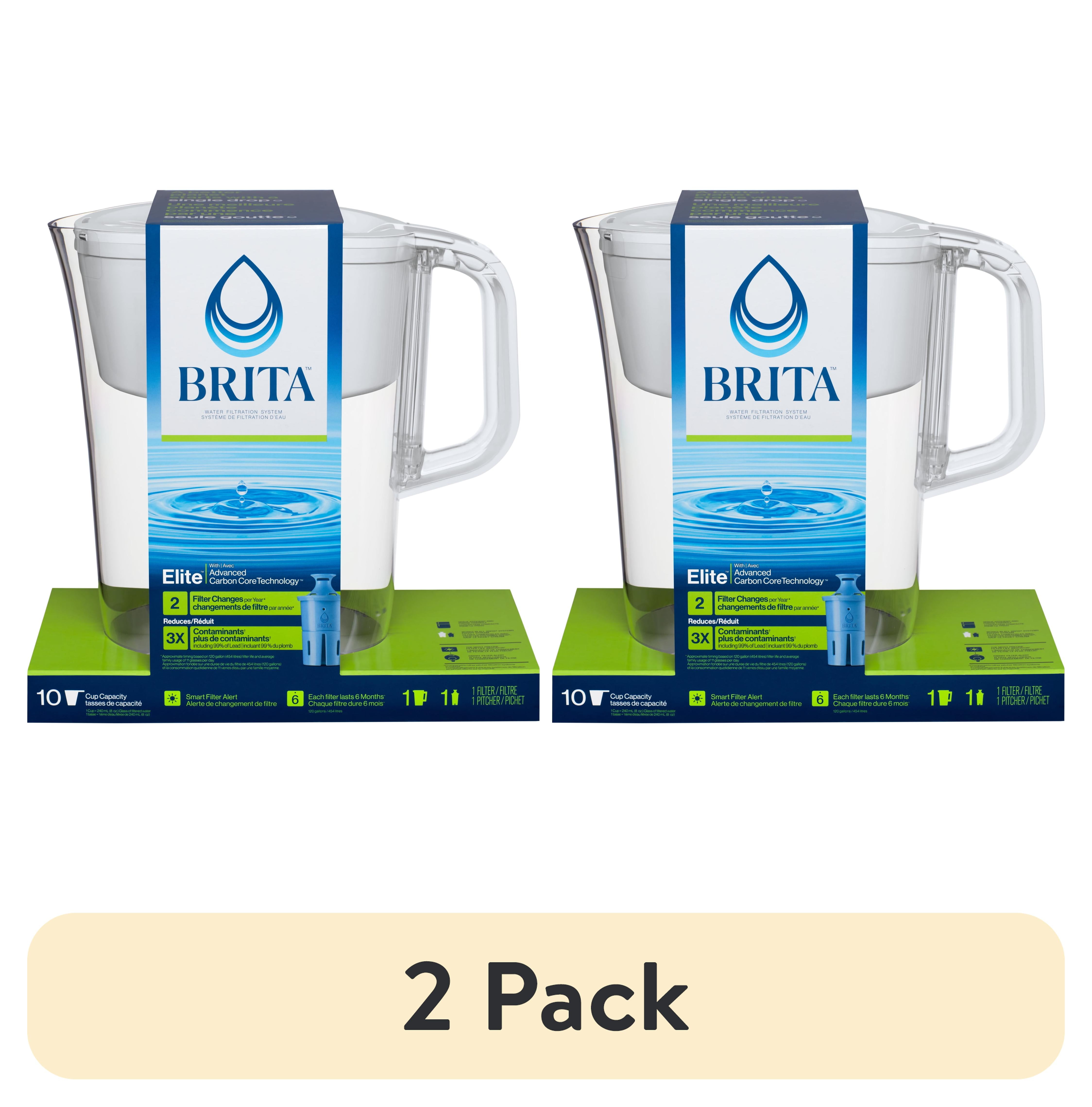 (2 pack) Brita Large 10 Cup White Tahoe Water Filter Pitcher with 1 ...