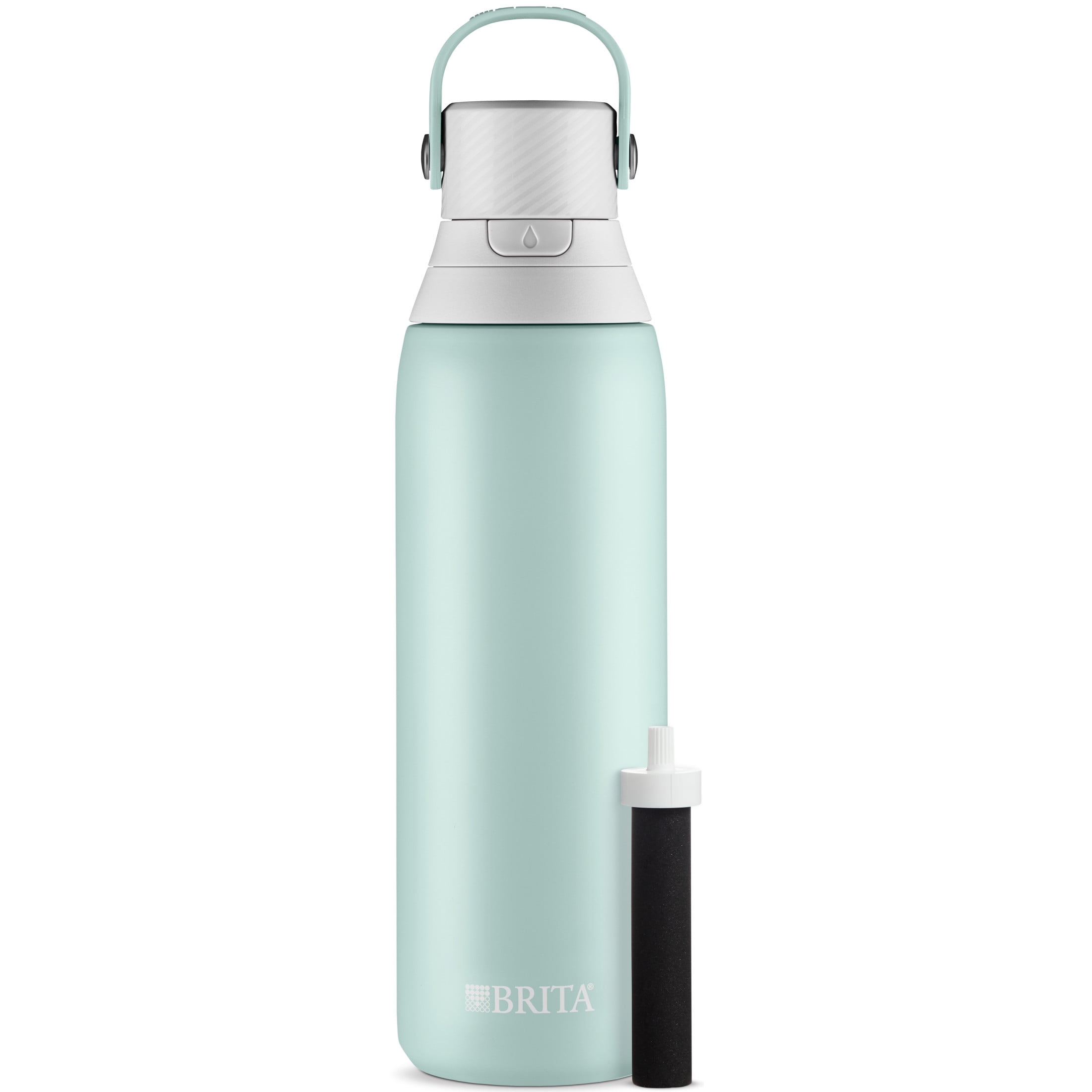 Brita Premium Stainless Steel Leak Proof Filtered Water Bottle, Glacier ...