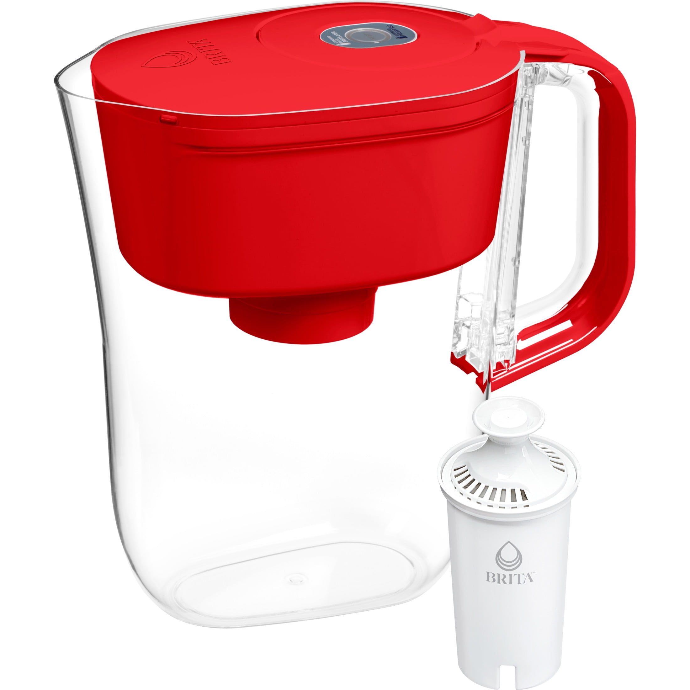 Brita Small 6 Cup Red Denali Water Filter Pitcher with 1 Brita Standard ...