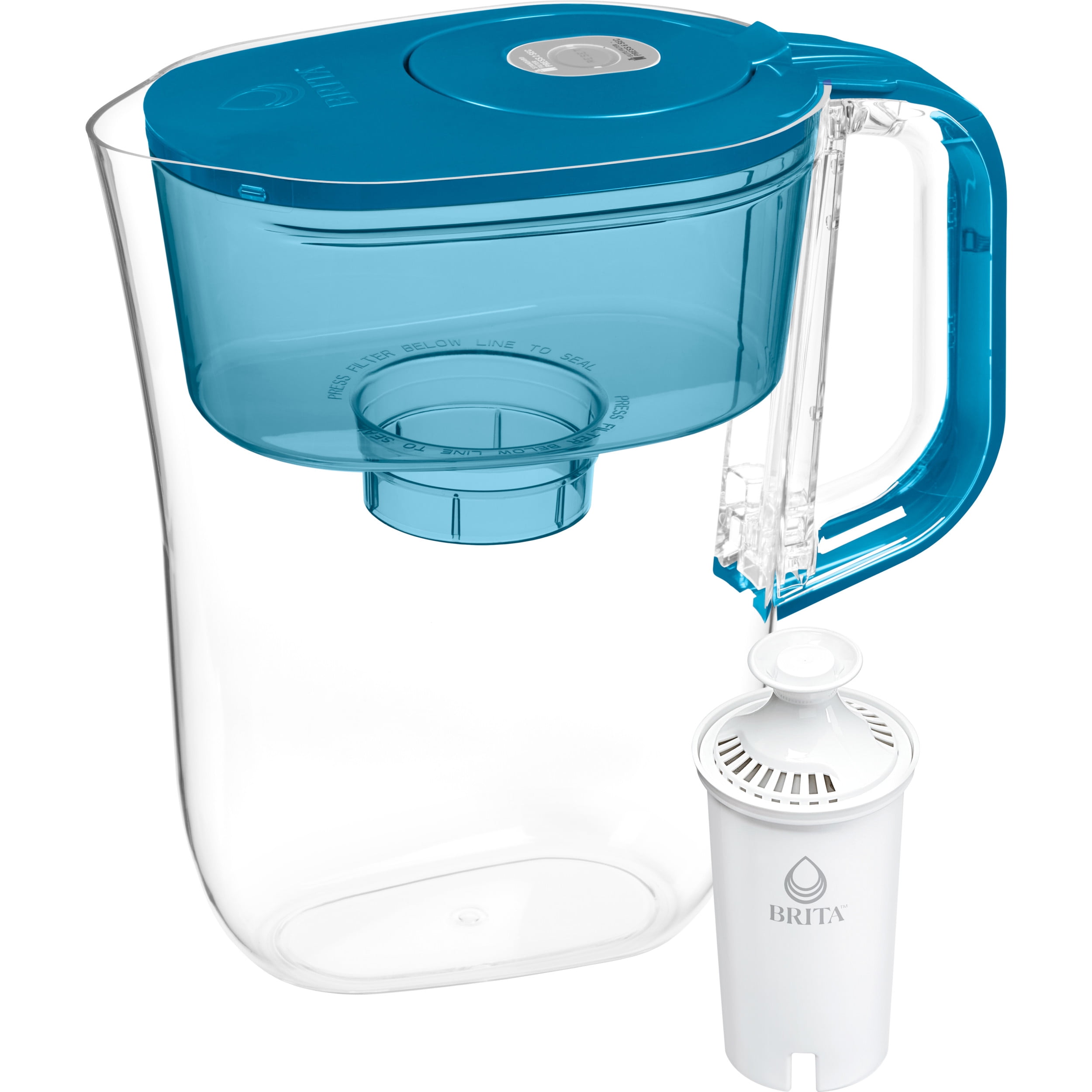 Brita Small 6 Cup Transparent Teal Denali Water Filter Pitcher with 1 ...