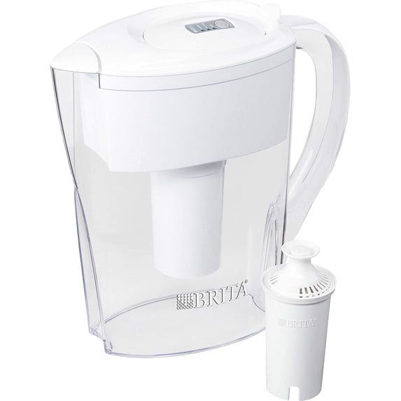 Brita Space Saver Water Filter Pitcher, 6 Cup, White, Fits Refrigerator ...
