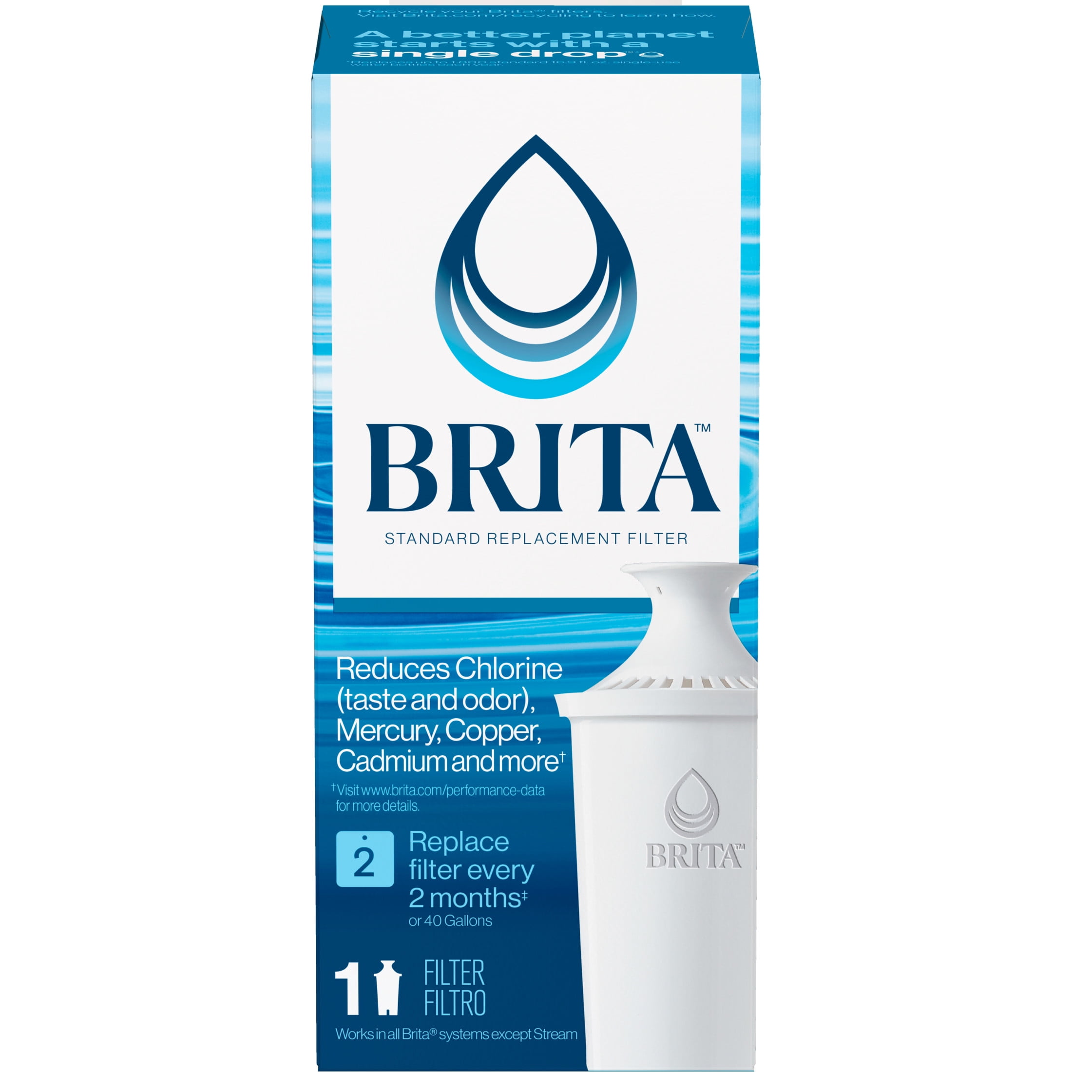 BRITA Water Filter for Pitcher, Reduces Impurities and Tastes, Lasts Up ...