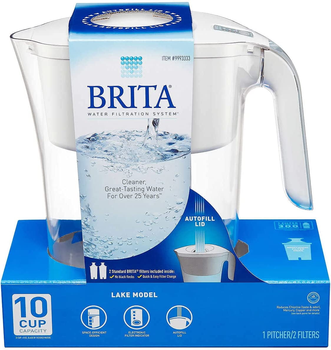 Brita Wave 10 Cup Water Pitcher Plus 2 Advance Filters White - NEW ...