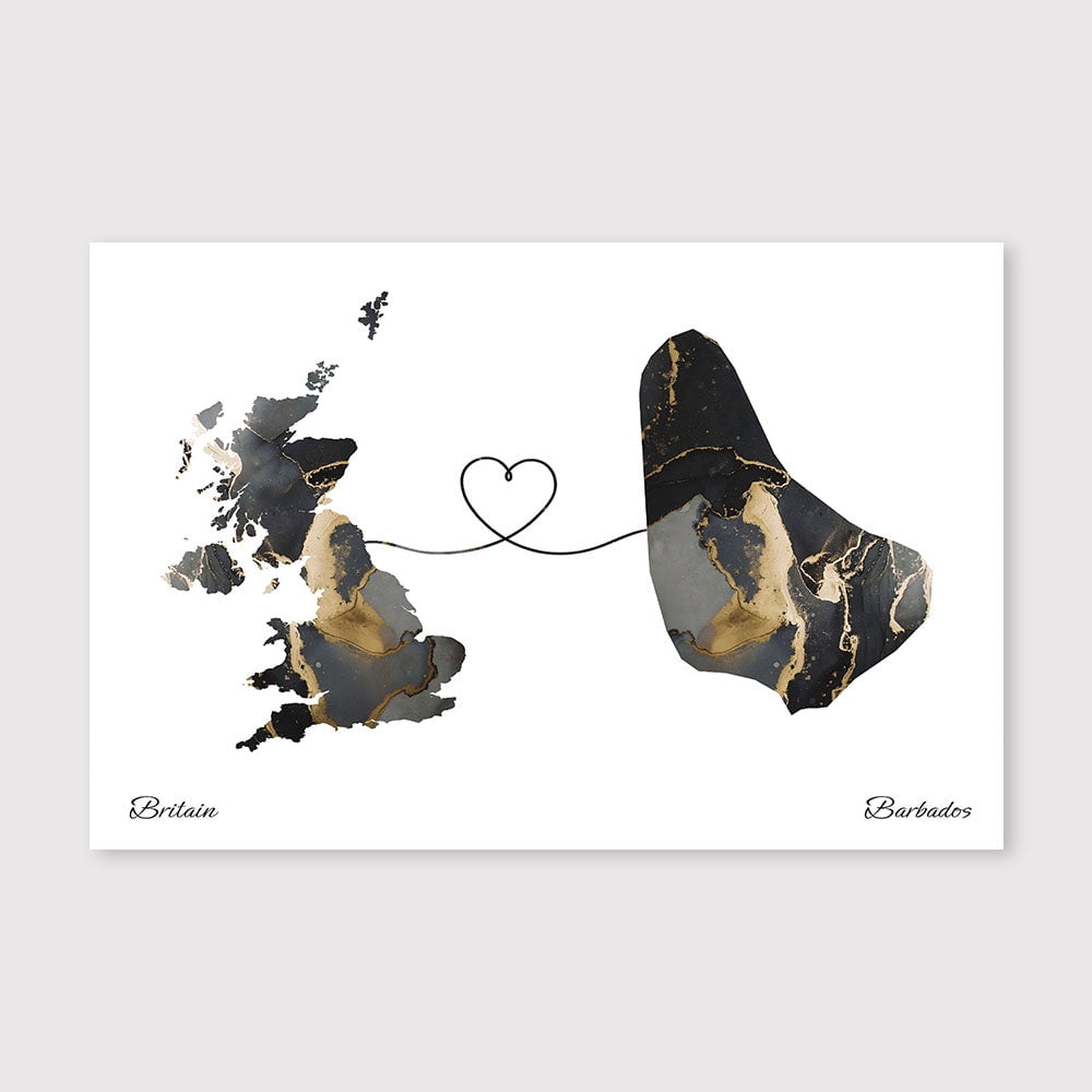 Britain Barbados Country Outline Wall Art – Stylish Minimal Canvas ...