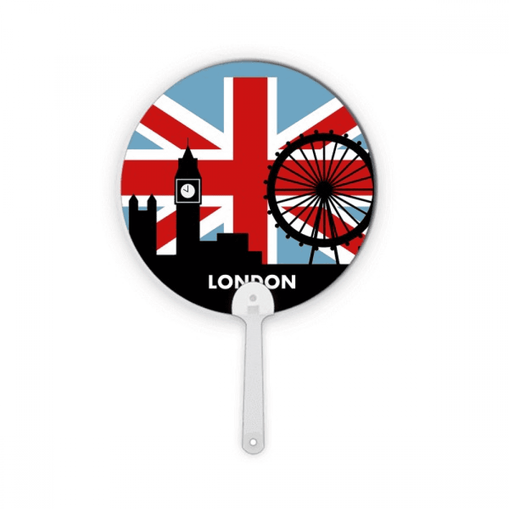 Britain Union Jack London Eye Big Ben Flag UK Plastic Round Handheld ...