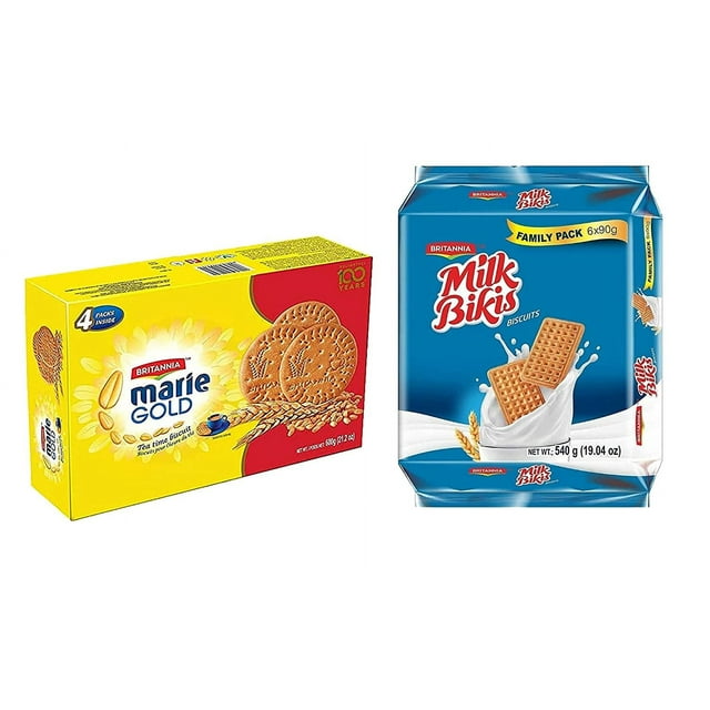 Britannia Marie Gold & Milk Bikis Cookies Combo Pack - Breakfast & Tea ...