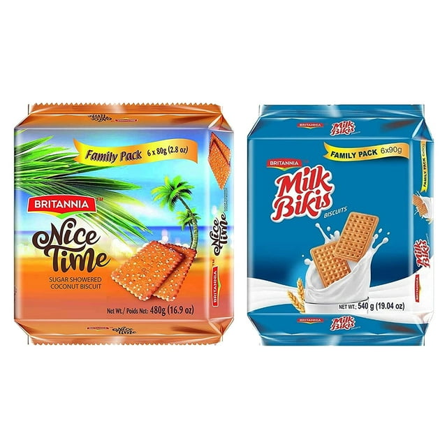 Britannia Milk Bikis & Nice Time Biscuits Variety Pack - Breakfast ...