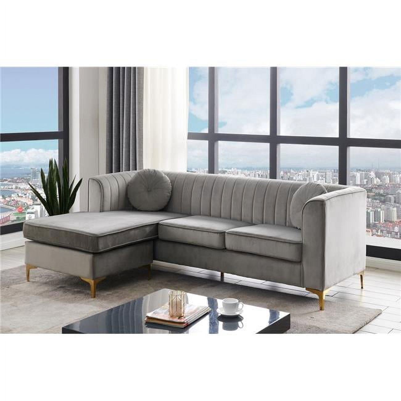 Britannia Modular Chaise Sectional Sofa with Velvet Upholstered ...
