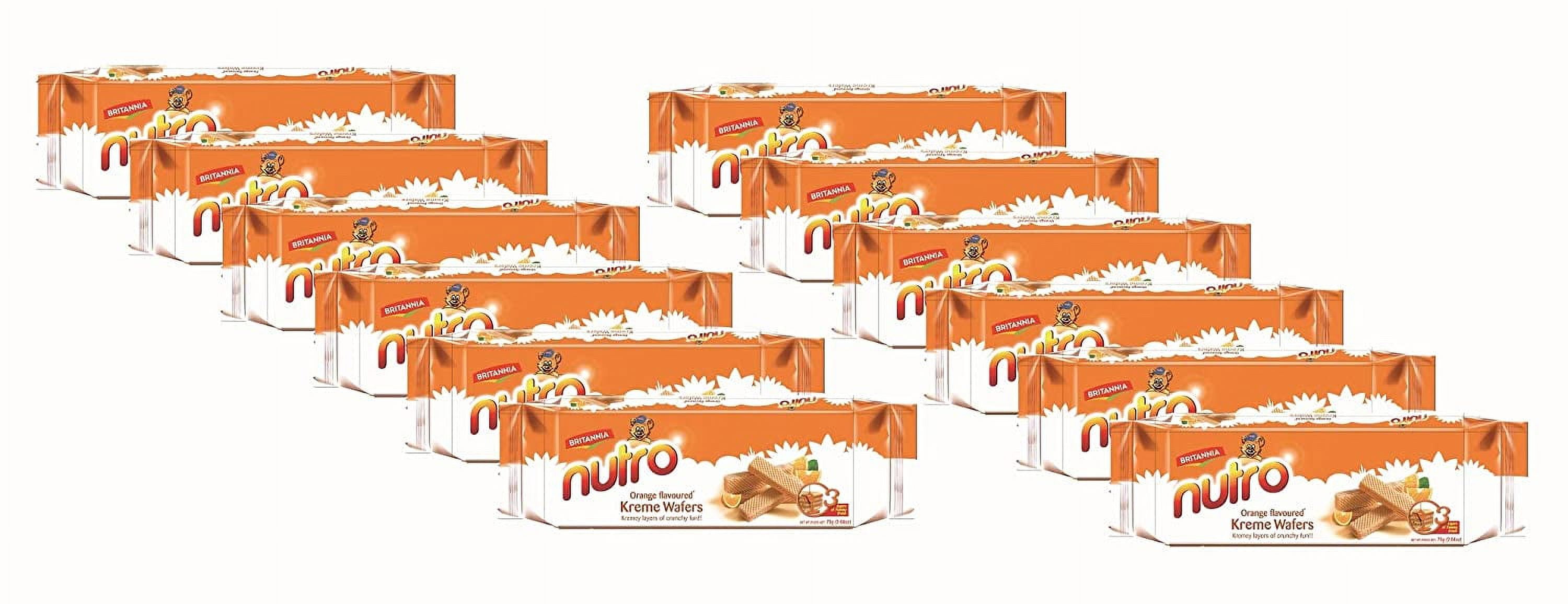 Britannia Nutro Wafers Orange 2.65oz (75g) - Healthy Breakfast & Tea Time Snacks - Orange ...