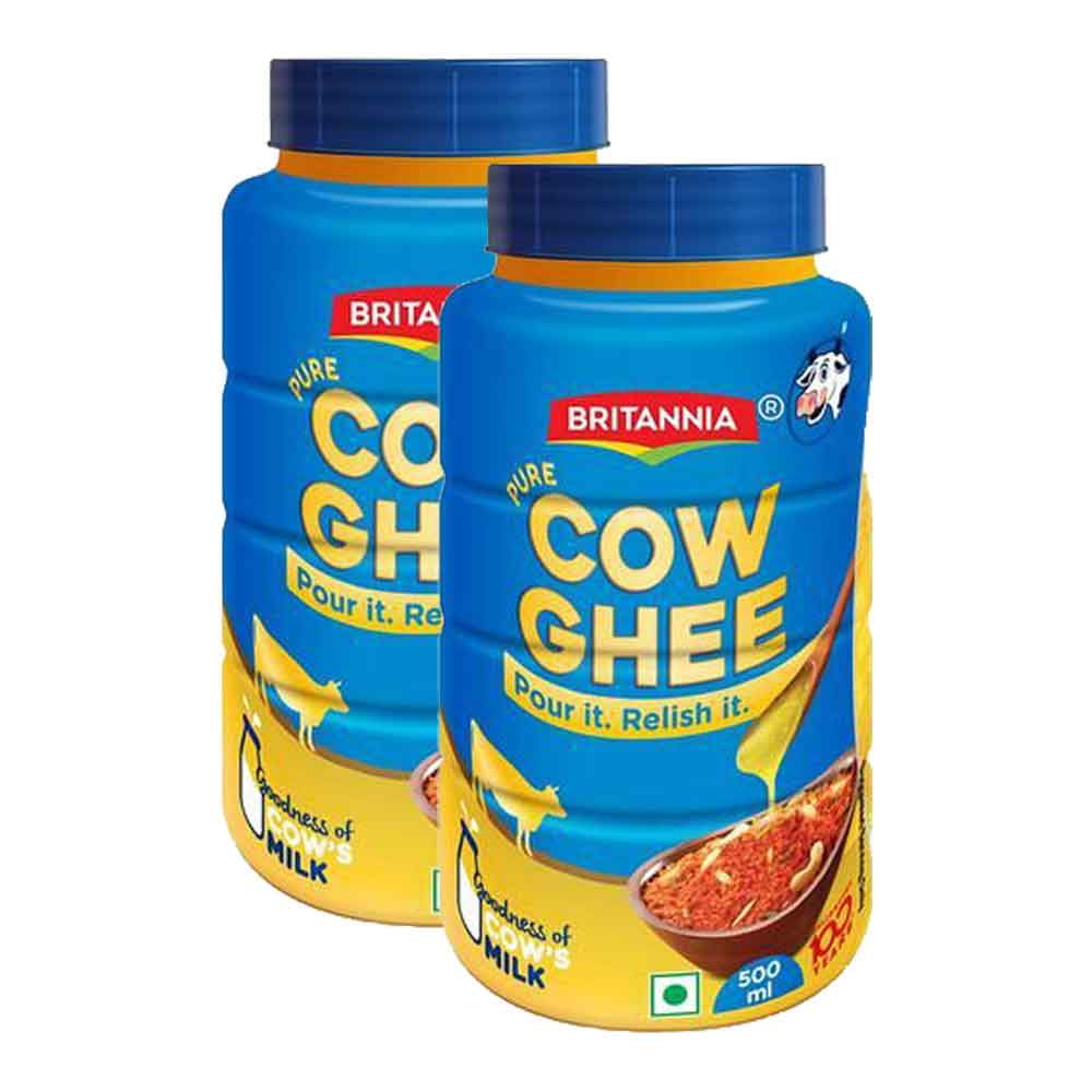 Britannia Pure Cow Ghee 16.90floz (500ml) - Pack of 2 - Rich, Golden ...