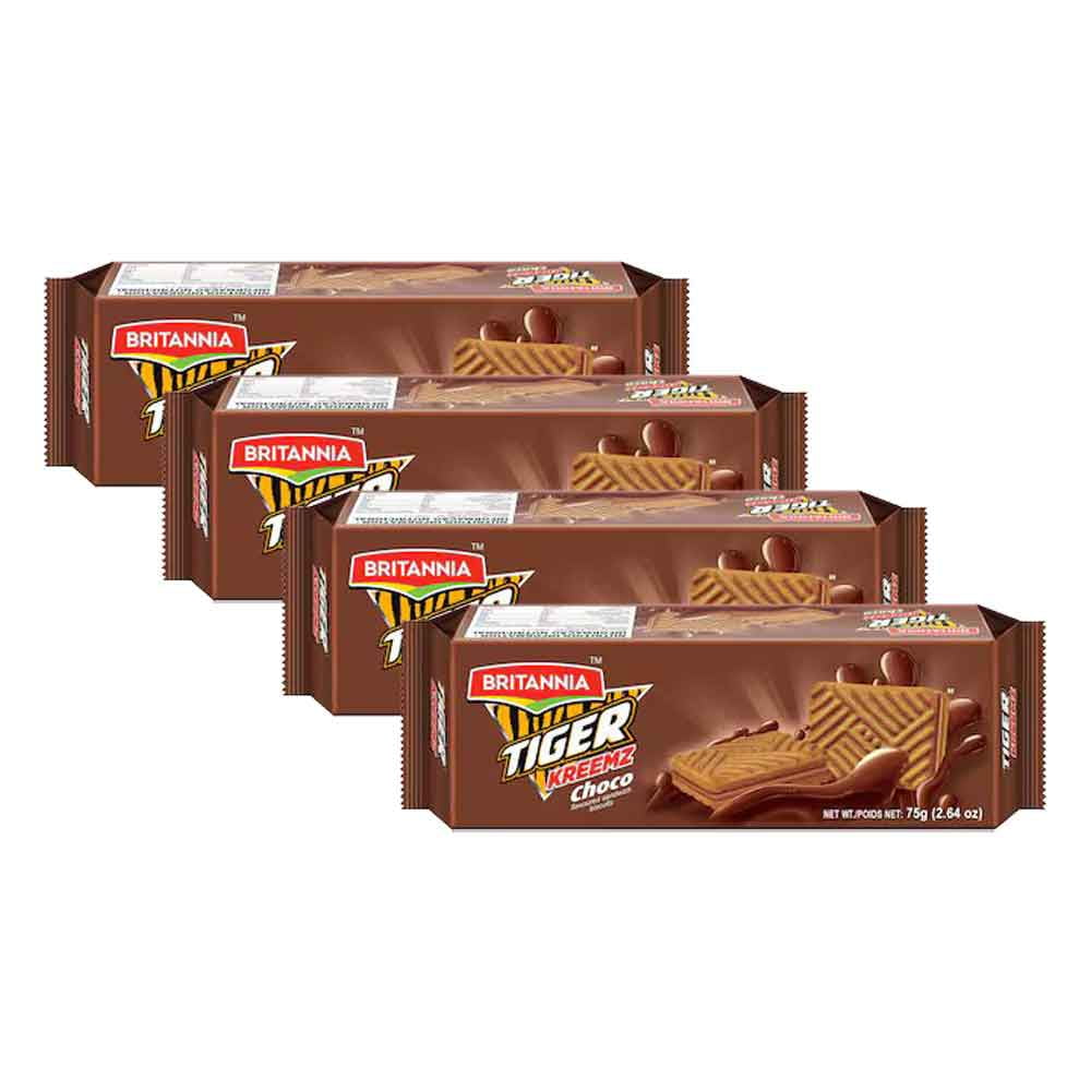 Britannia Tiger Kreemz Chocolate Biscuits 2.64oz (75g) - Pack of 4 ...